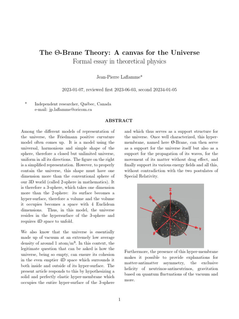 The Θ-Brane Theory, A Canvas for the Universe, V3 | PDF | Science ...