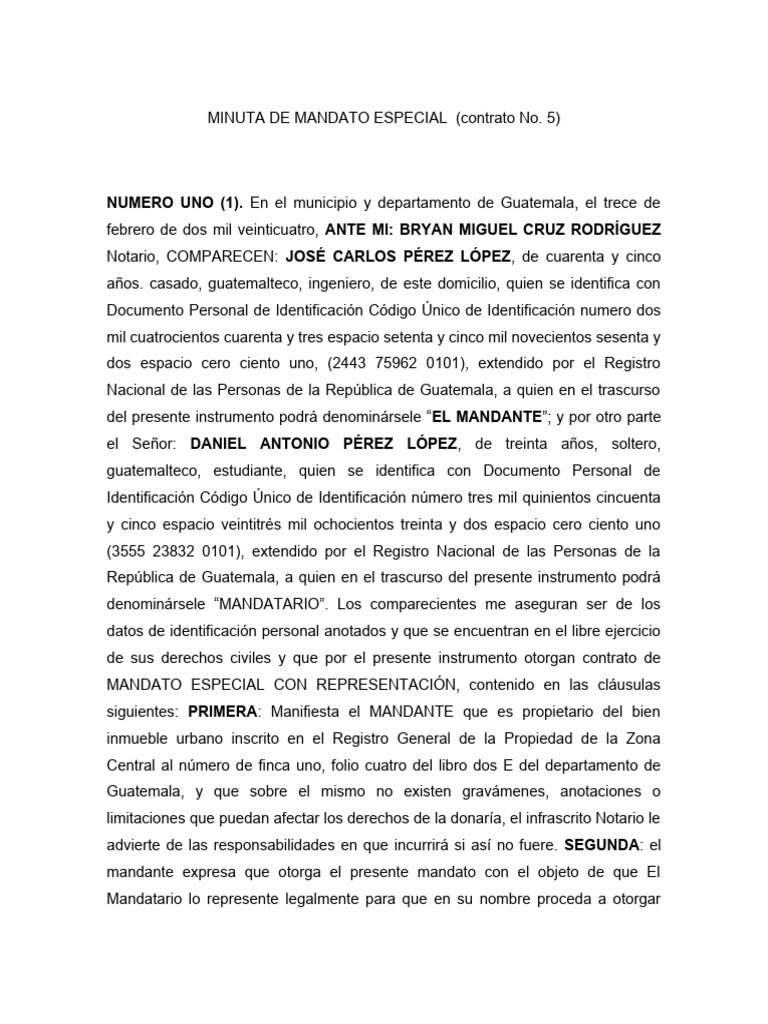 Minuta de Mandato Especial Con Representación - Victor Flores | PDF | Guatemala