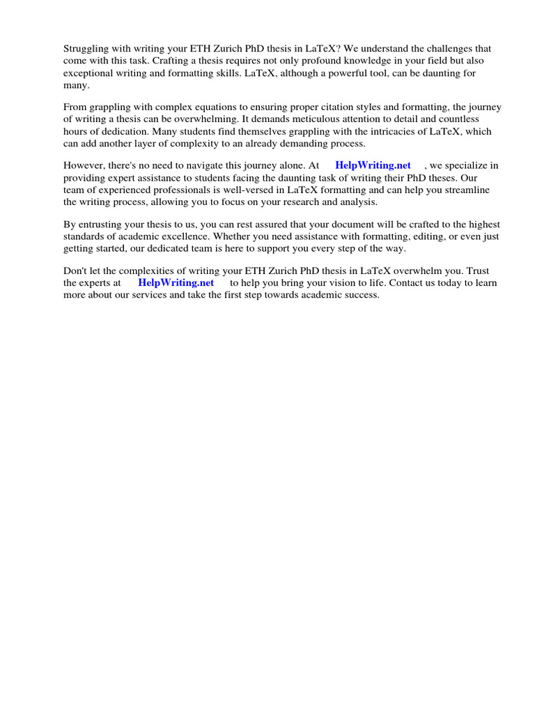 Ethz PHD Thesis Latex | PDF | Thesis | Doctor Of Philosophy