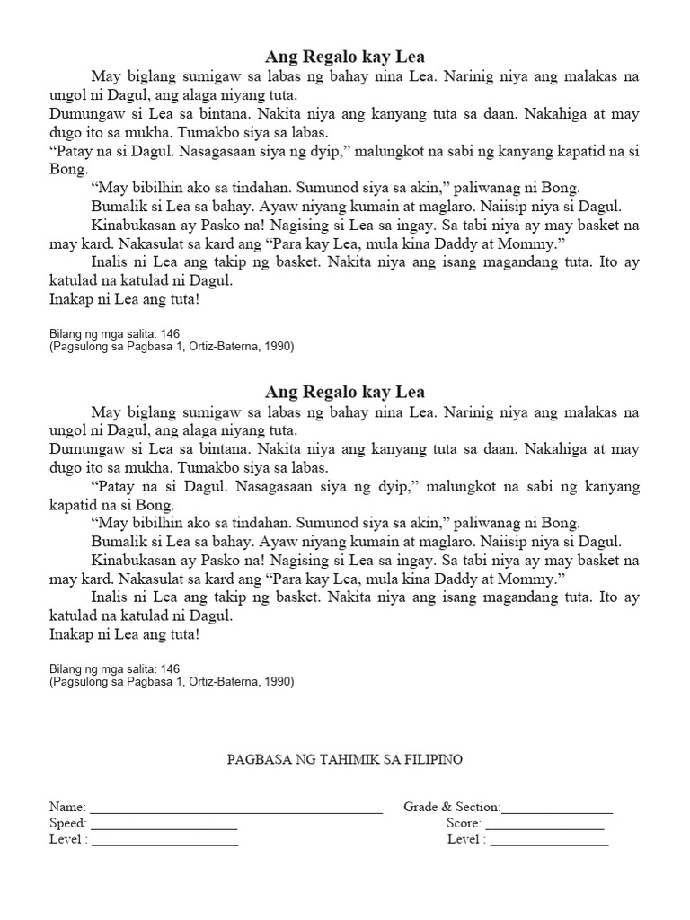 Phil Iri Reading Materials | PDF