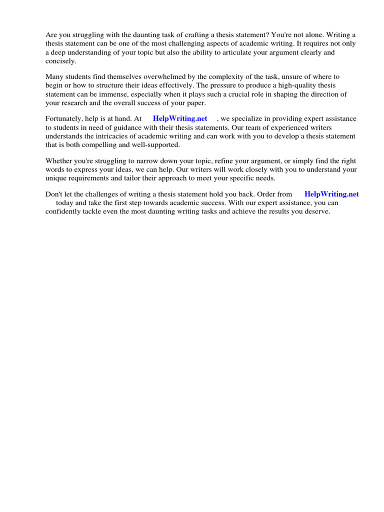 Need Help Writing A Thesis Statement | PDF | Essays | Thesis