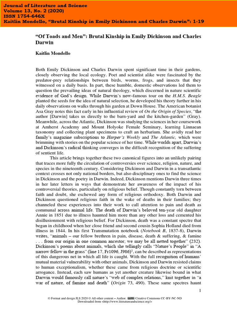 Emily Dickinson and Charles Darwin | PDF | Charles Darwin | Science
