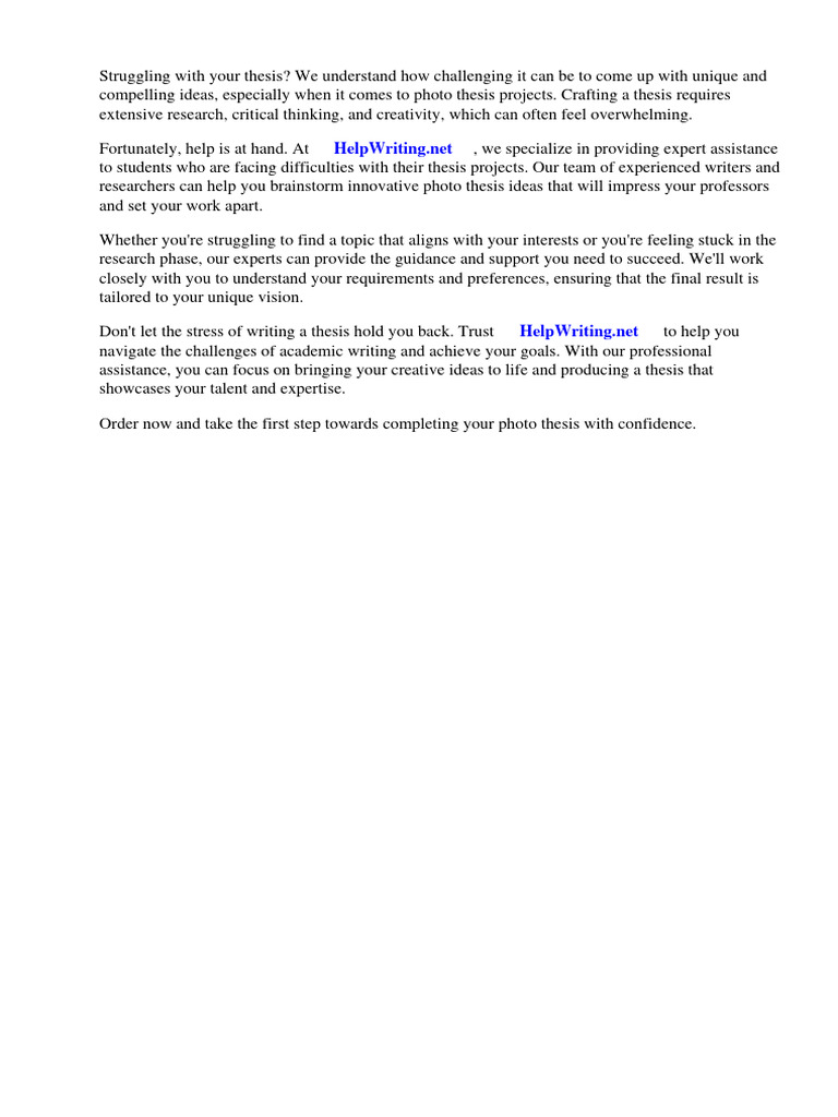 Photo Thesis Ideas | PDF | Thesis | Essays