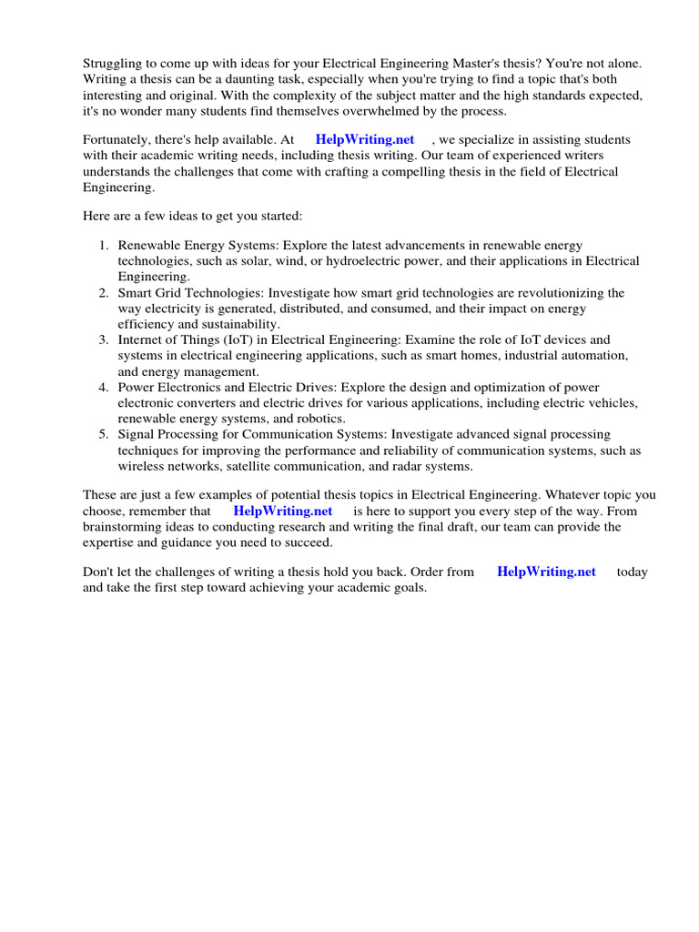 Electrical Engineering Masters Thesis Ideas | PDF | Internet Of Things | Electrical Grid