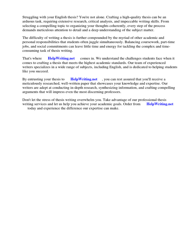 Example of A English Thesis | PDF | Thesis | Essays