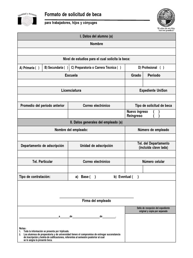 Formato para Solicitud de Beca STEUS | PDF