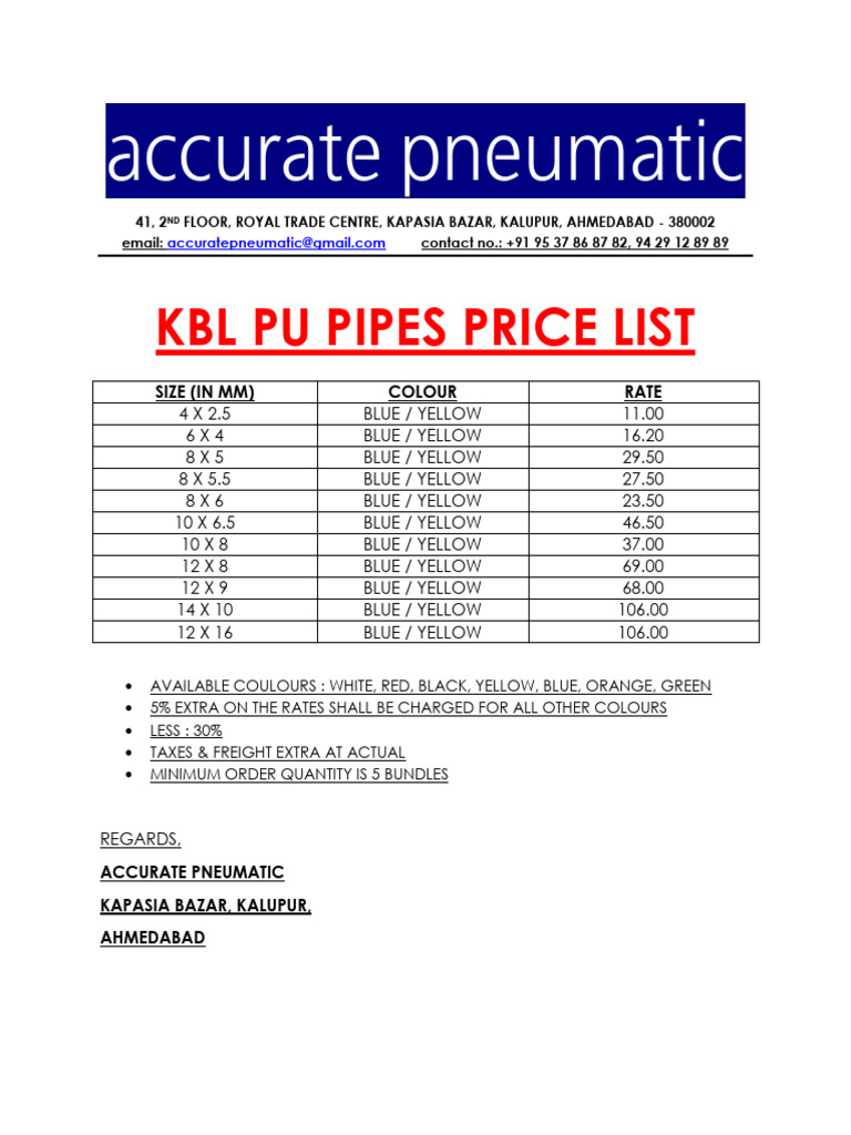 KBL PRICE LIST | PDF