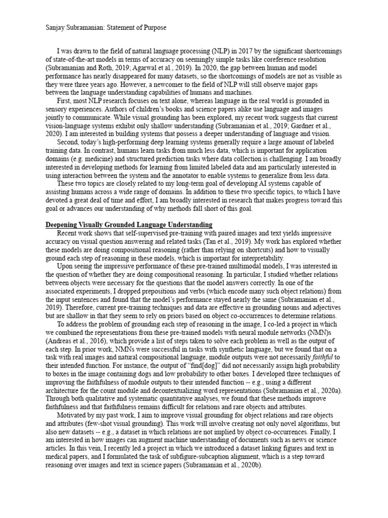 Example Grad School Statement | PDF | Learning | Deep Learning