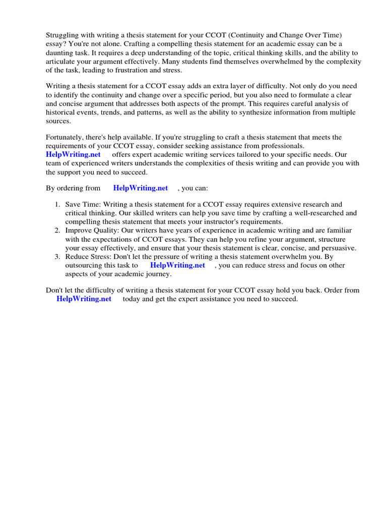 Crafting a CCOT Thesis Statement | PDF | Foreign Language Studies