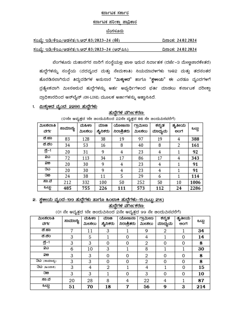 BMTC SD Final Detailed Notification1kannada (1) 240306 173459 | PDF