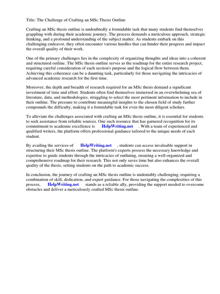 MSC Thesis Outline | PDF | Concrete | Thesis