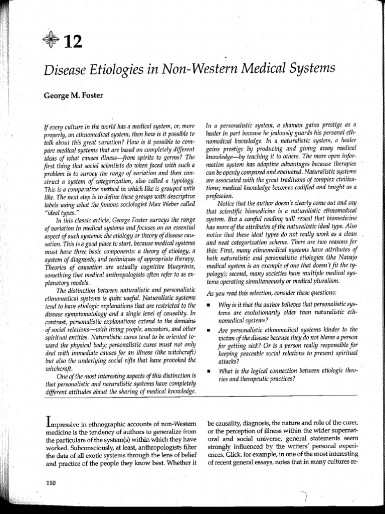 Disease Etiologies in Non Western Medical Systems | PDF