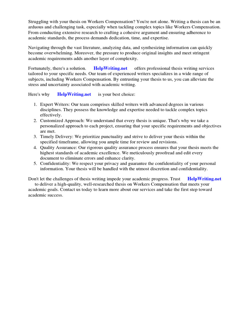 Thesis Workers Compensation | PDF | Employment | Workers' Compensation
