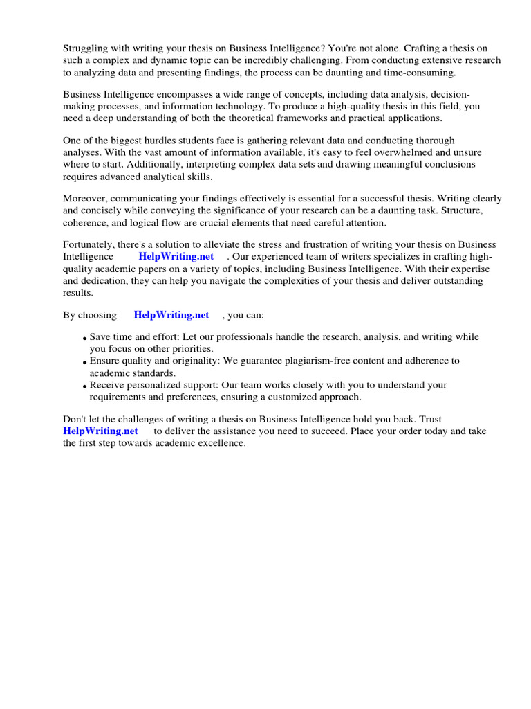 Thesis Business Intelligence | PDF | Business Intelligence | Analytics