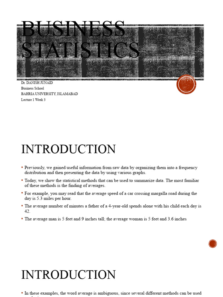 Lec 3 BUSINESS STATISTICS DANISH 17032021 094649am | PDF | Mean | Mode ...