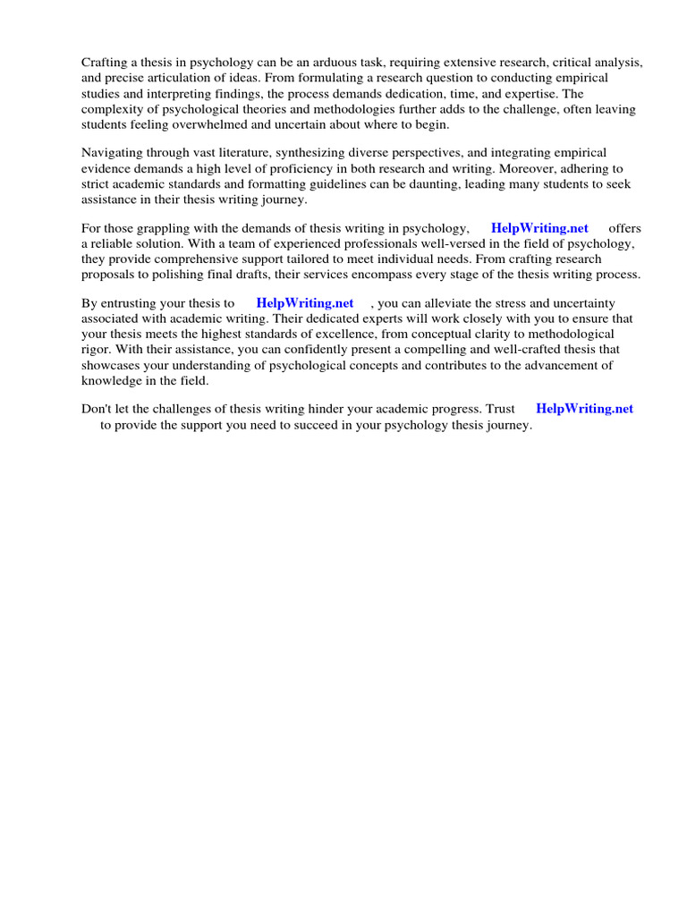 Example Thesis in Psychology | PDF | Thesis | Essays