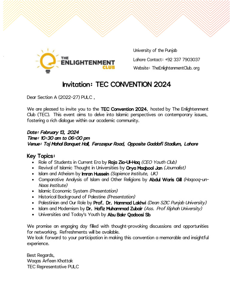 Invitation Card For TEC Concentration'24 | PDF