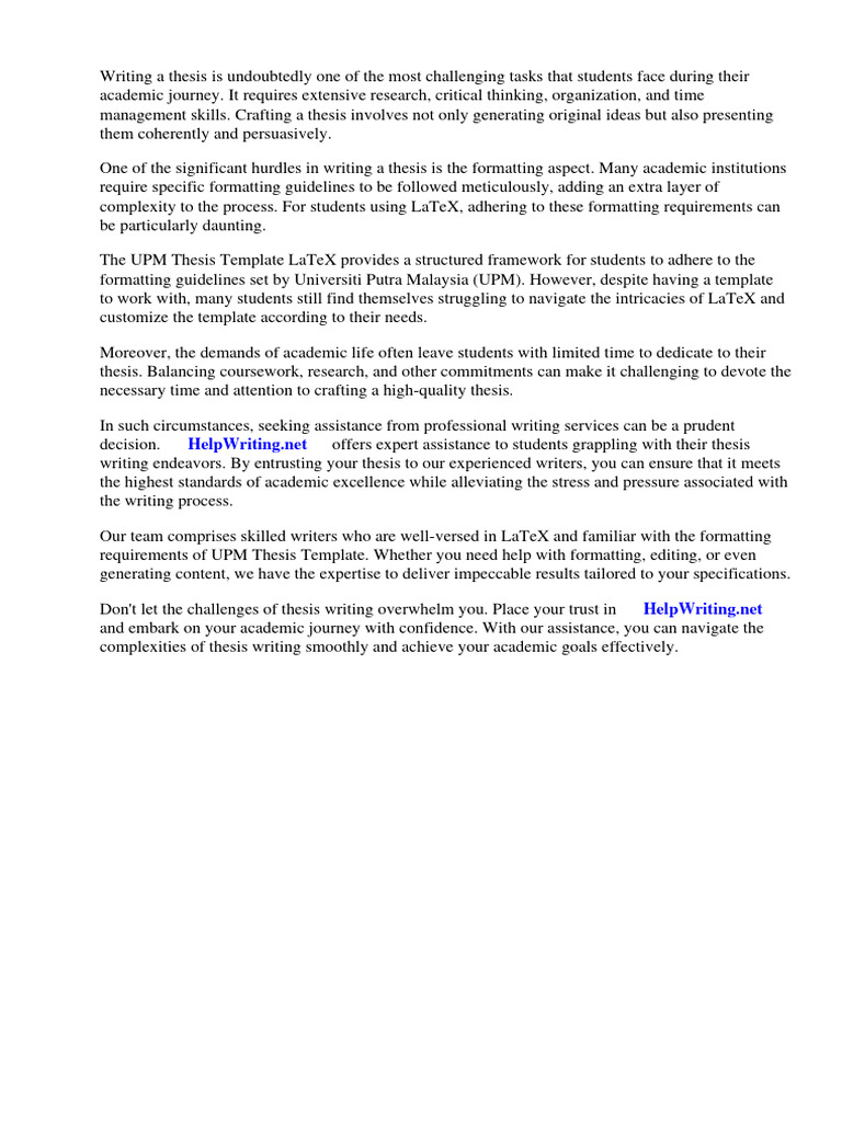 Upm Thesis Template Latex | PDF | Thesis | Te X