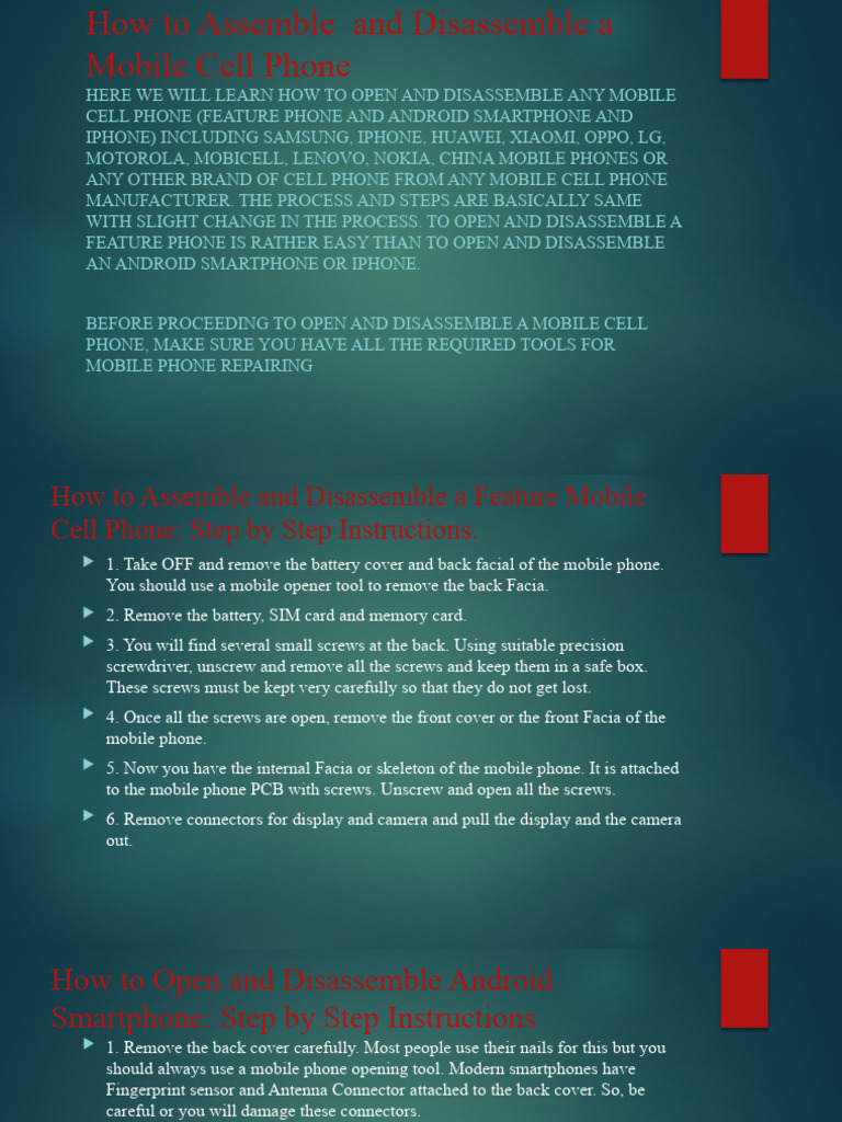 How to Assemble and Disassemble a Mobile Cell | PDF | Smartphone ...