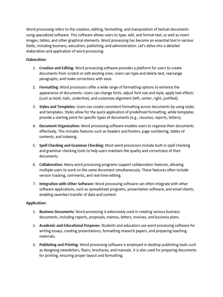 Word Processing | PDF | Word Processor | Software