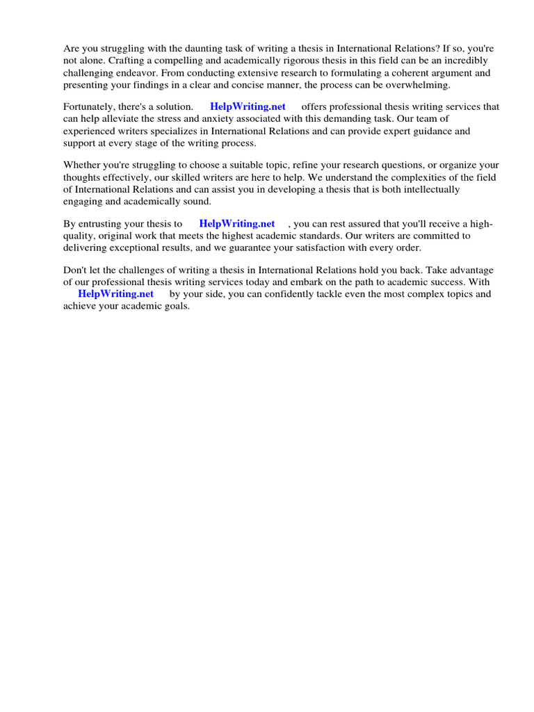 Interesting Thesis Topics International Relations | PDF | Thesis | Theory