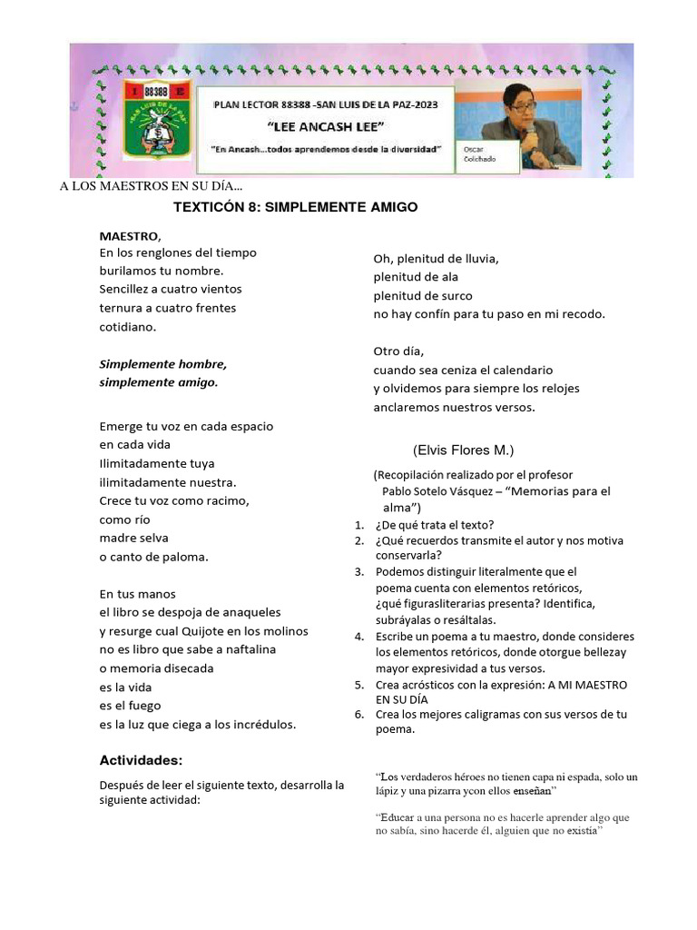 Texticón 8-Simplemente Amigo-Pablo Sotelo Vásquez | PDF