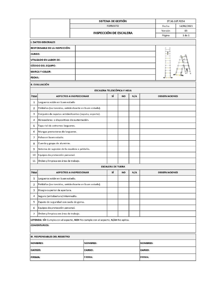 ST - SG.SST - Fo54 Formato de Inspección de Escaleras - Page-0001 | PDF