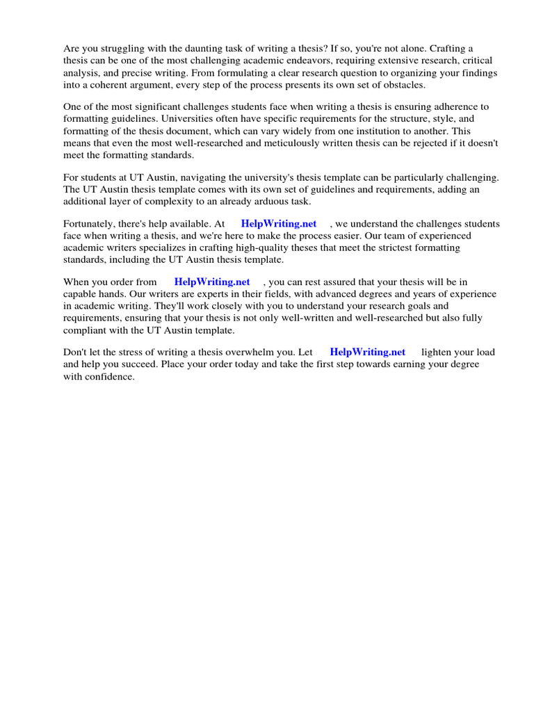 Ut Austin Thesis Template | PDF | Thesis | Essays
