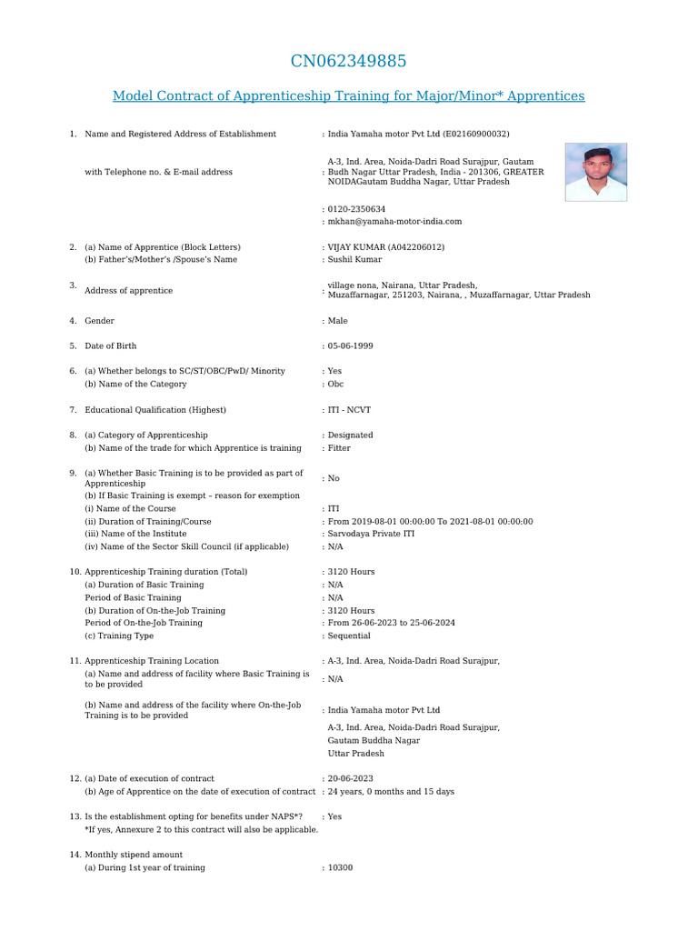 Contract | PDF | Apprenticeship | Business