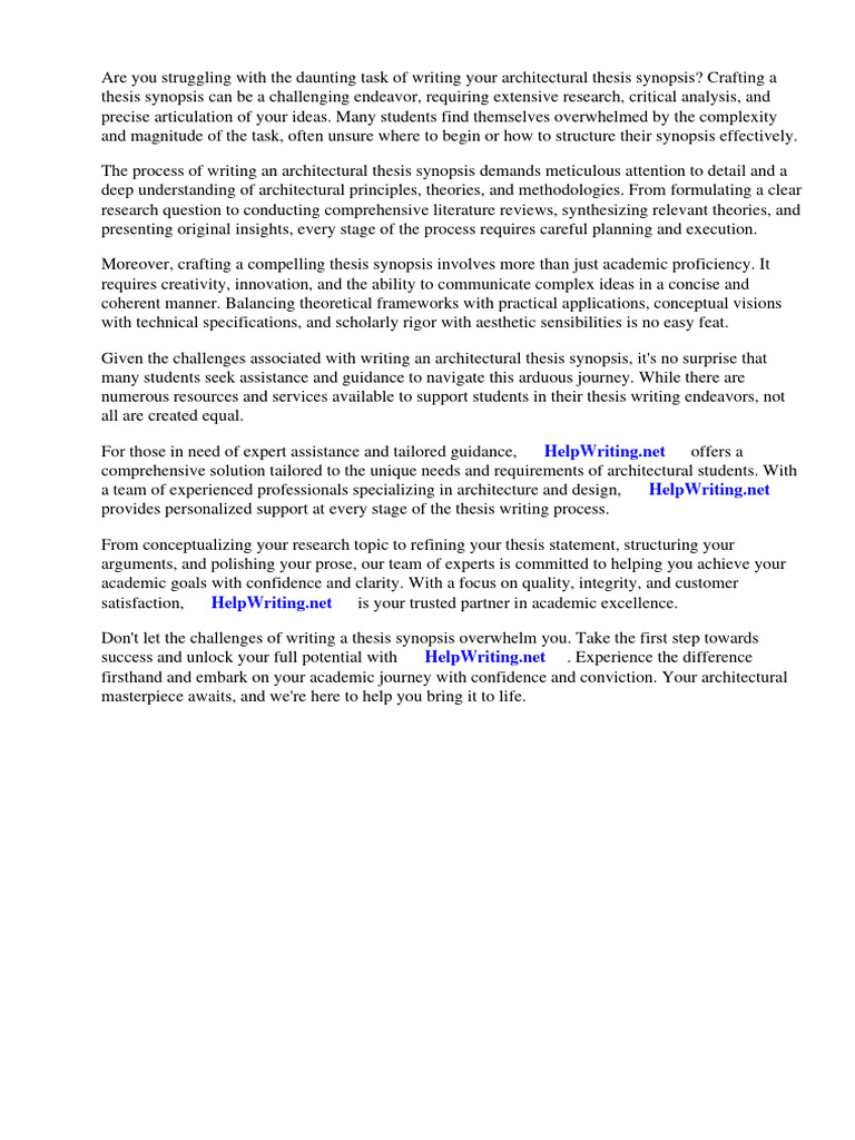 How To Write Architectural Thesis Synopsis