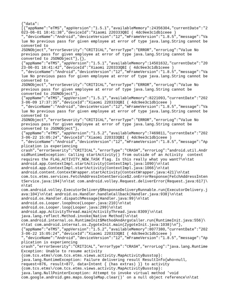 eTMS ErrorReport | Download Free PDF | Java (Programming Language) | Information Technology