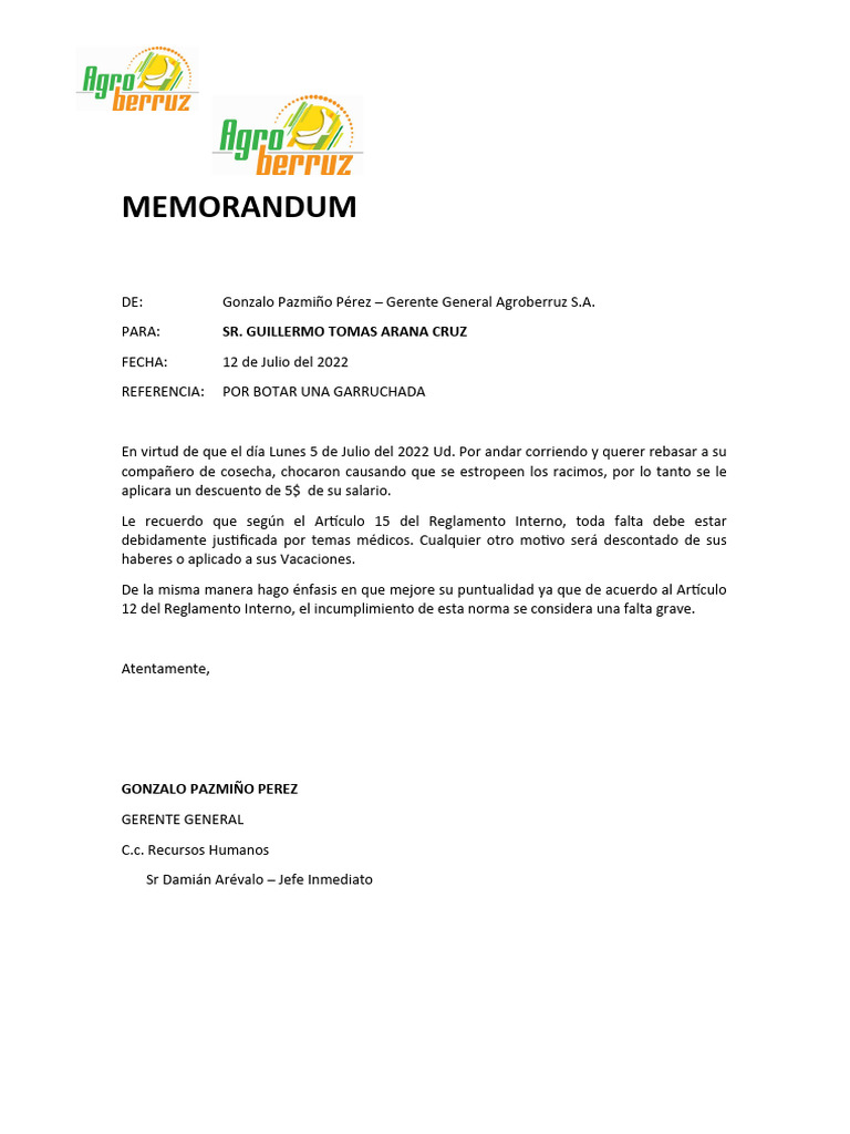 MEMOS Archivo Actualizado | PDF | Gestión de recursos humanos | Business