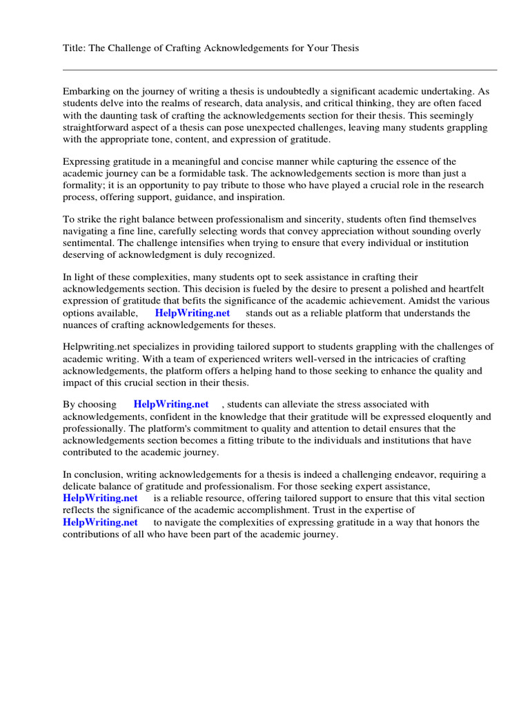Crafting Thesis Acknowledgements Guide | PDF | Thesis