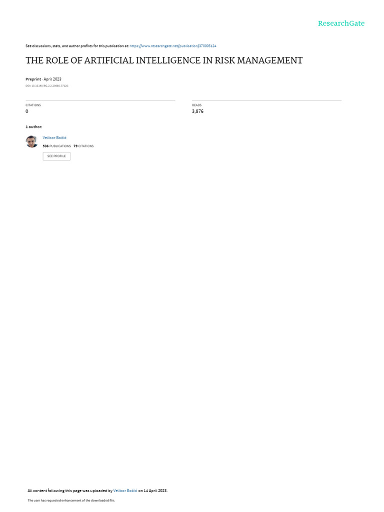 The Role of Artificial Intelligence in Risk Management: April 2023 | Download Free PDF ...