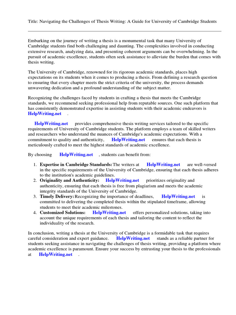 University of Cambridge Thesis Search | PDF | Thesis | Doctor Of Philosophy
