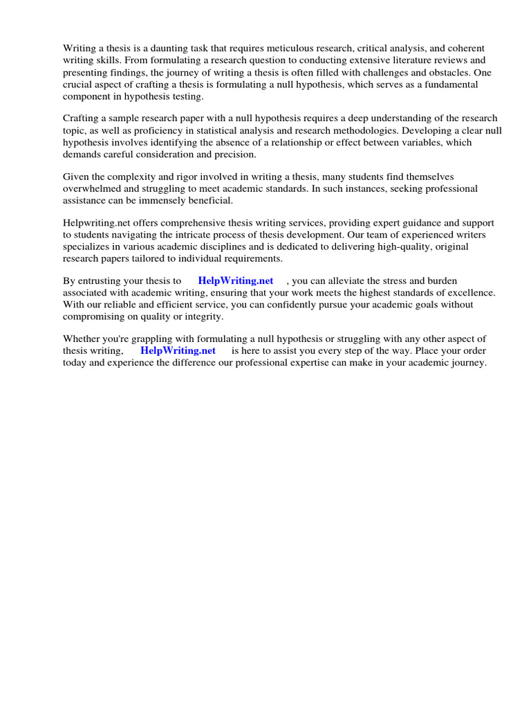 Sample Research Paper With Null Hypothesis | PDF | Hypothesis | Null Hypothesis