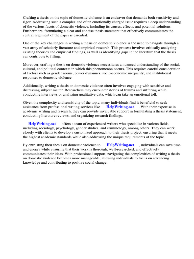 Domestic Violence Thesis Statement Pdf