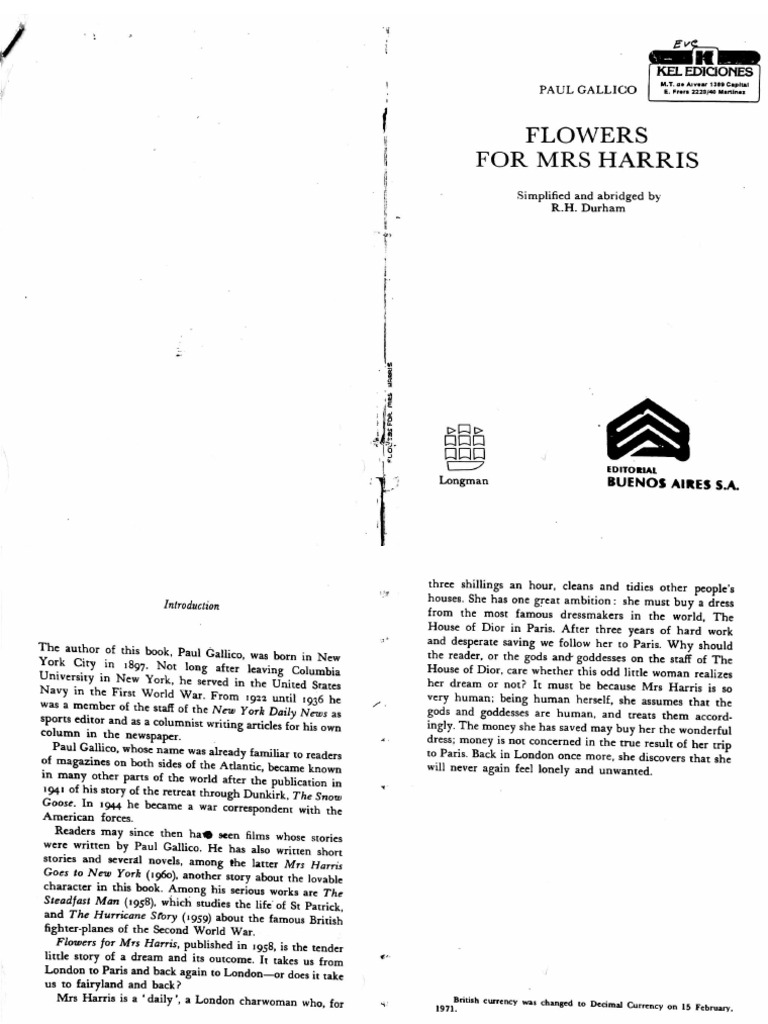 Flowers For Mrs Harris | PDF
