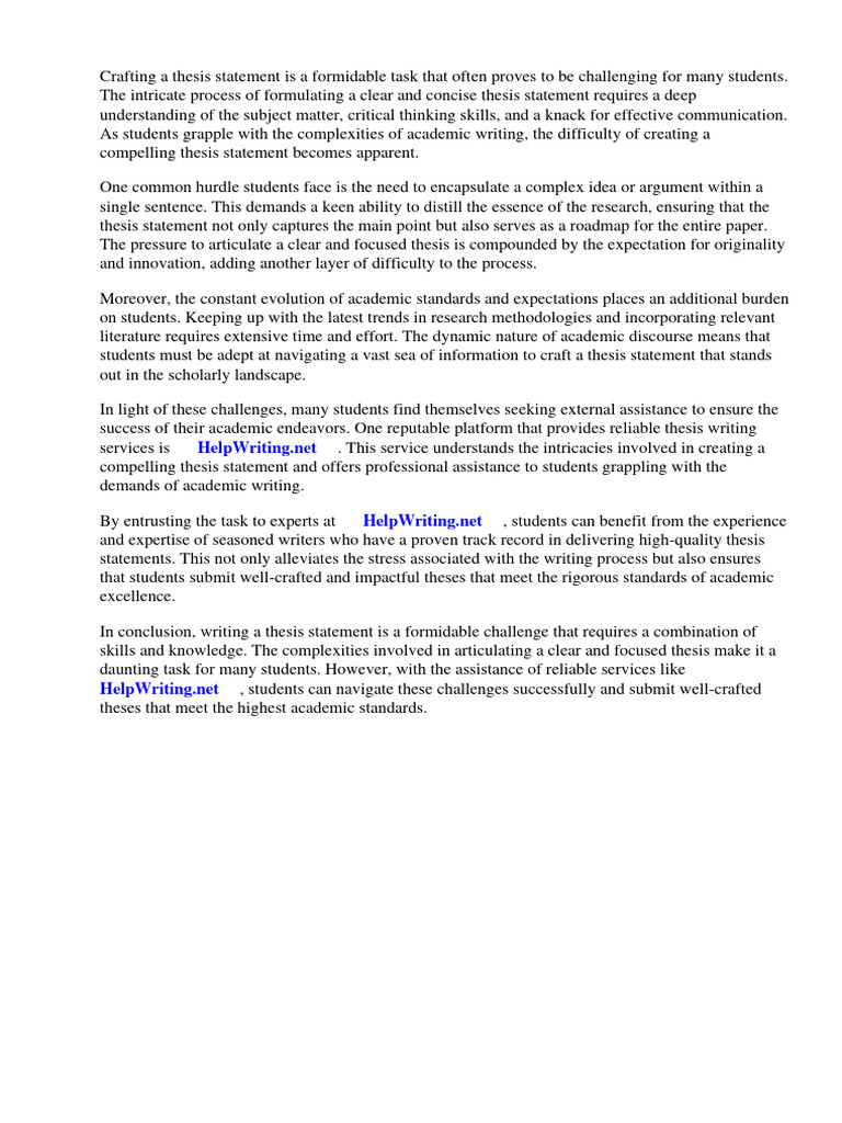 Thesis Statement Quiz Questions | PDF | Thesis | Essays