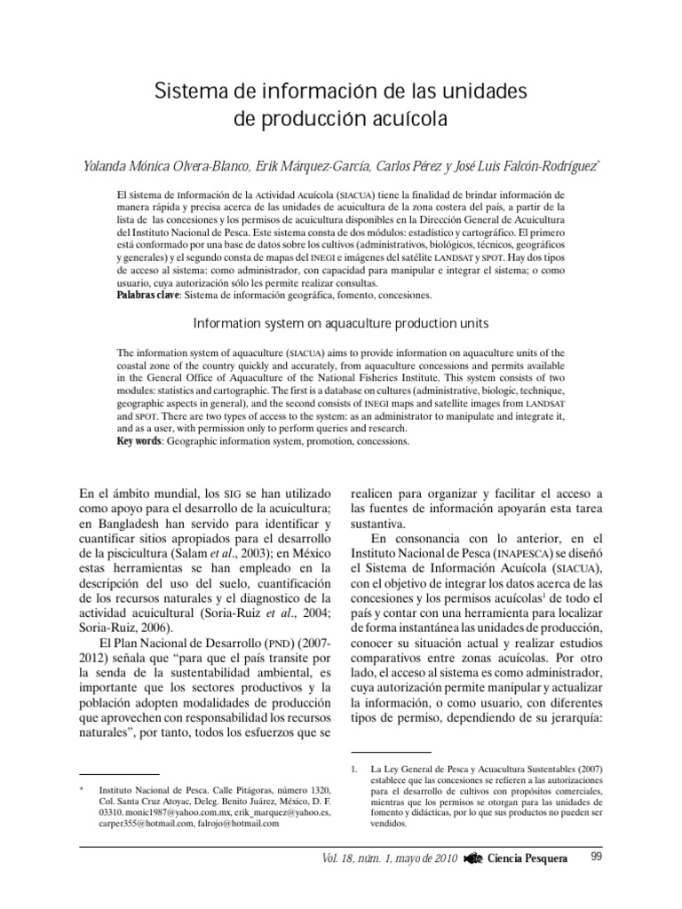 Sistema de Informaci N de Las Unidades de Producci N Acu¡cola | PDF ...