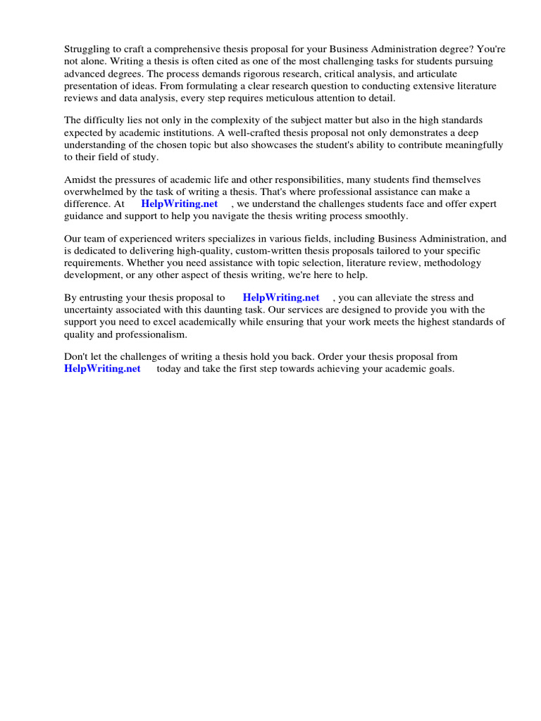 Example Thesis Proposal for Business Administration | PDF | Thesis ...