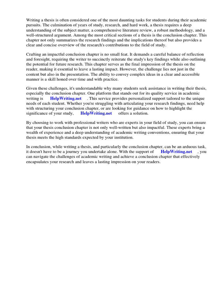 Thesis Conclusion Chapter Example | PDF | Thesis | Learning