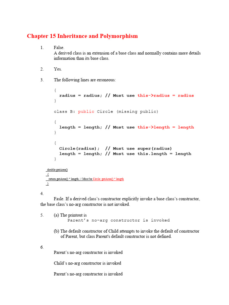 15review Inheritanceandpolymorphism Pdf Inheritance Object Oriented Programming Class