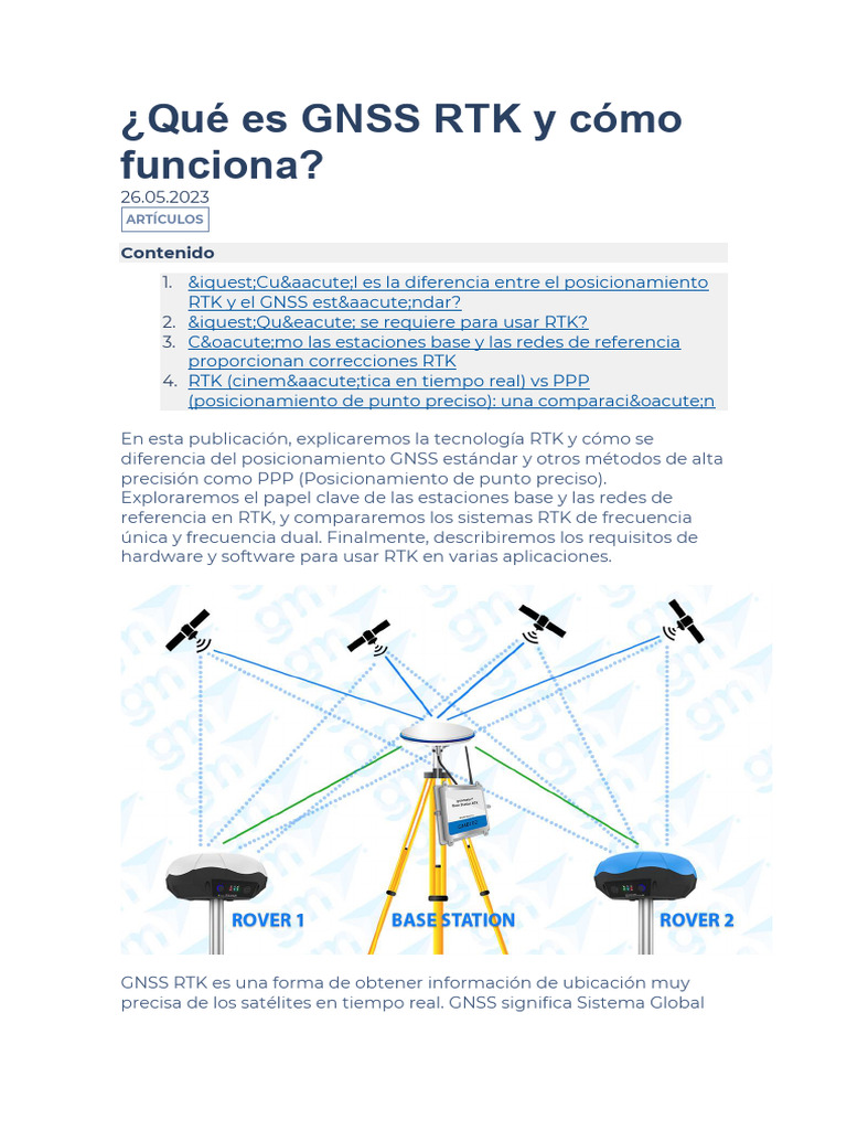 Qué es GNSS RTK y cómo funciona | PDF | Sistema de Posicionamiento Global | Telecomunicaciones
