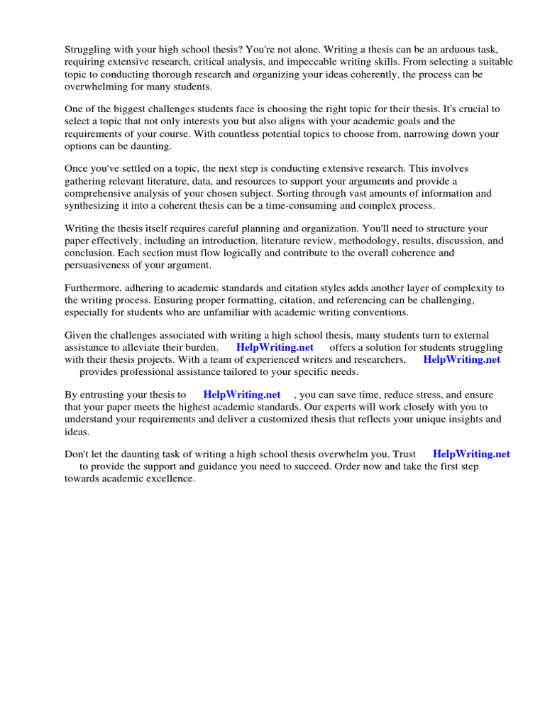 Thesis High School Topics | PDF | Thesis | English Language