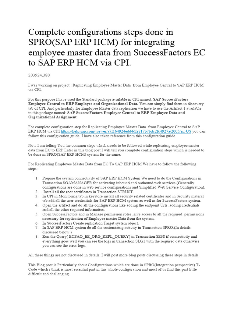 Configuring BIB for EC to ERP Integration | PDF | Employment ...