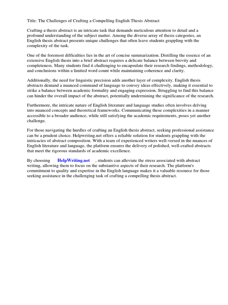 English Thesis Abstract Example Pdf Thesis Abstract Summary