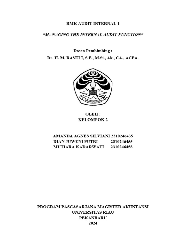 Managing The Internal Audit Function | PDF