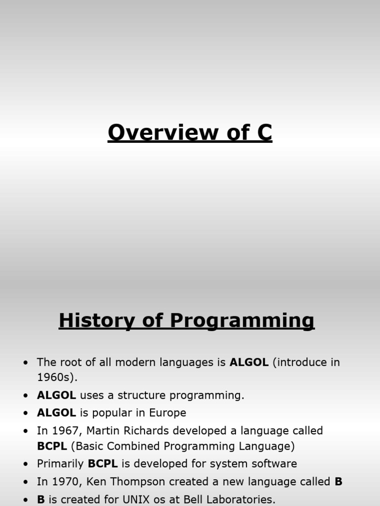 Over View and History of C | PDF