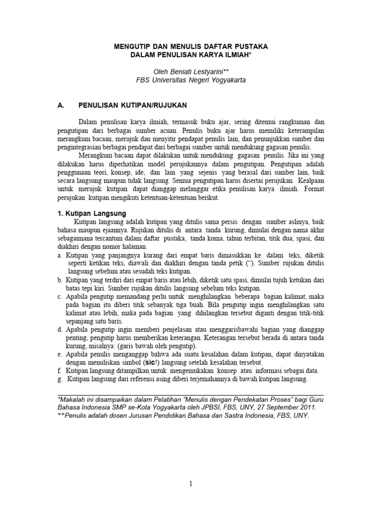 Resume Kutipan Dan Penulisan Dapus | PDF